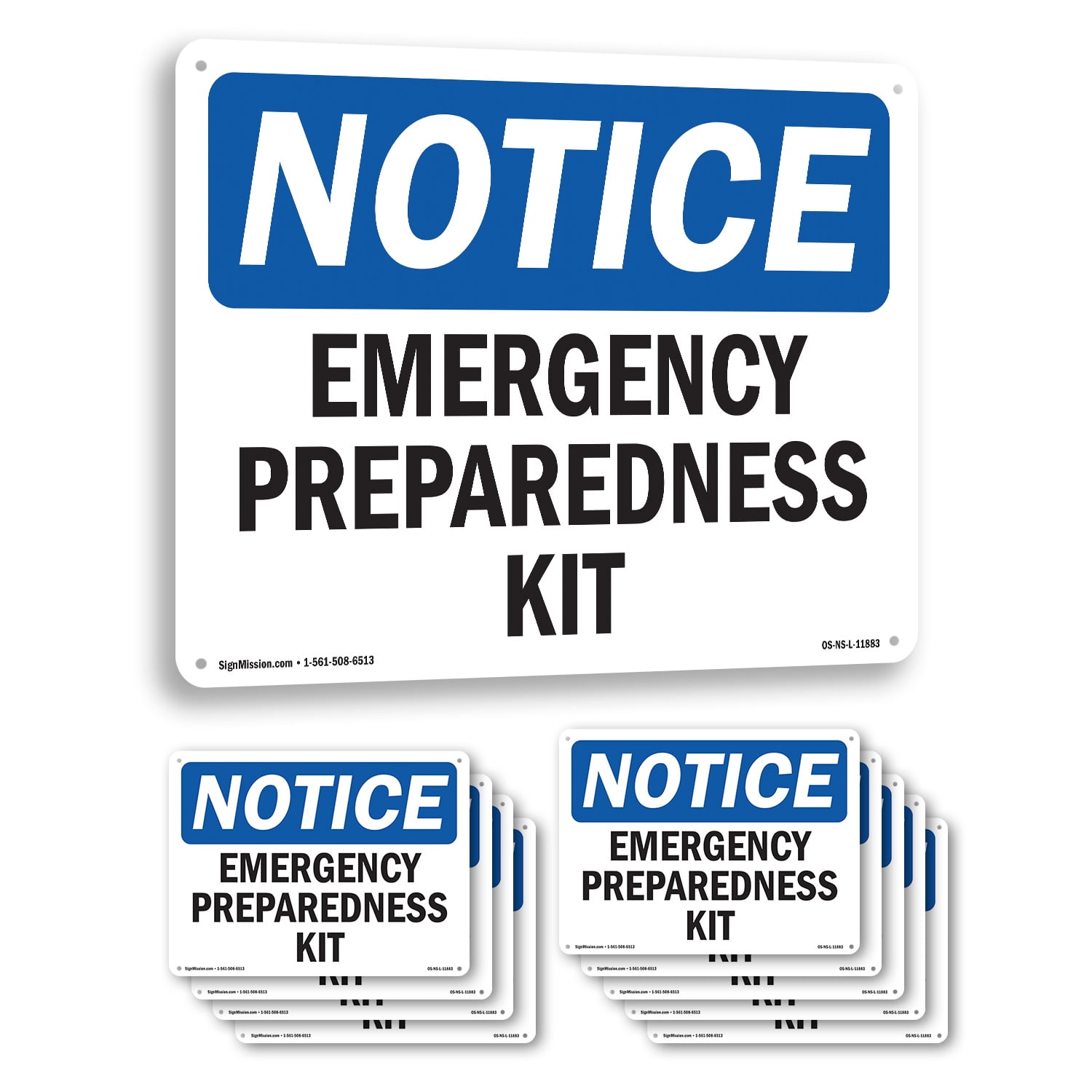 Emergency Preparedness Kit OSHA Notice Rigid Plastic Sign 18 Inch x 12 ...