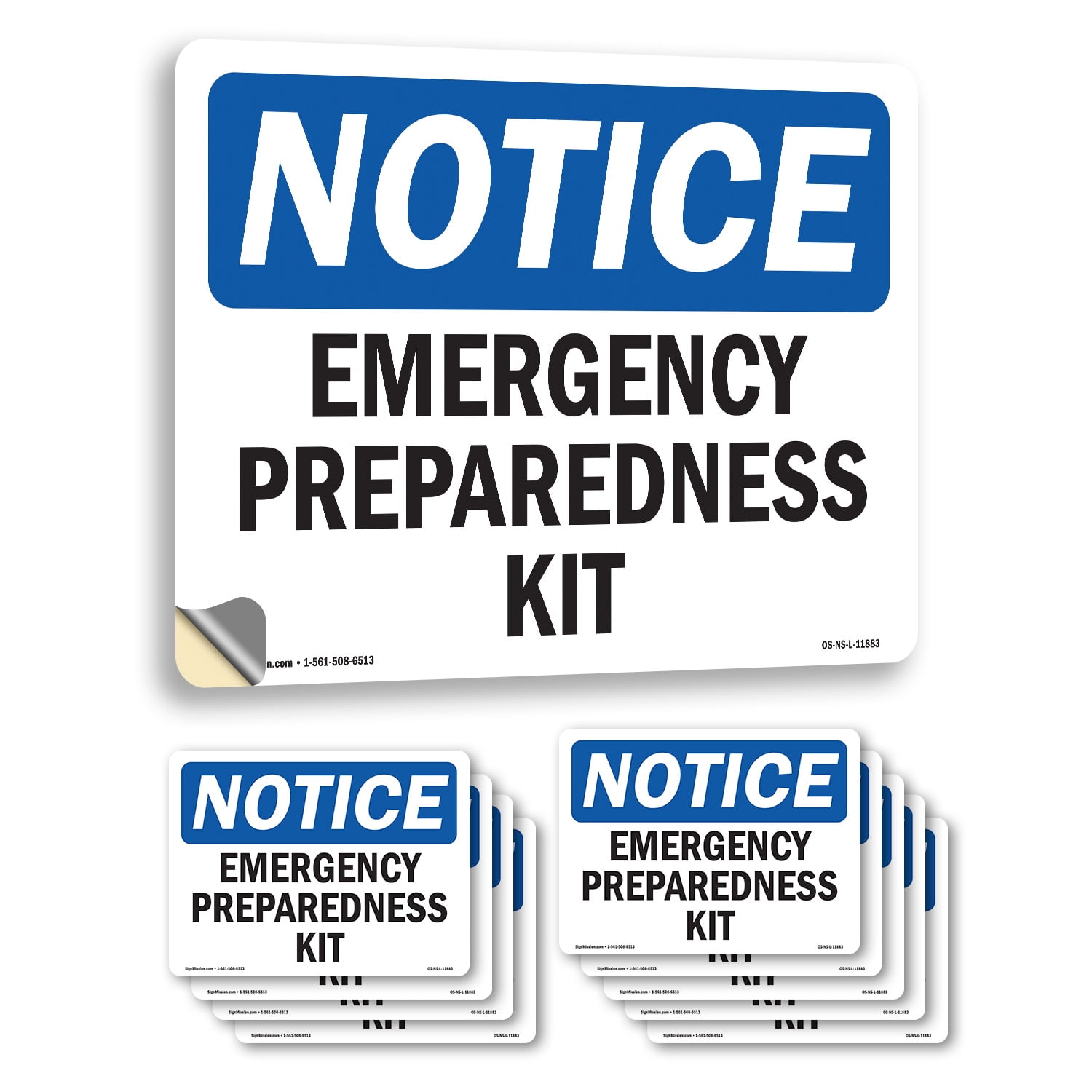 Emergency Preparedness Kit OSHA Notice Vinyl Decal Label 7 Inch x 5 ...
