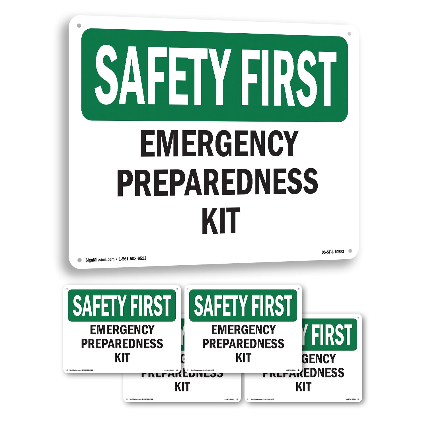 Emergency Preparedness Kit OSHA SAFETY FIRST Rigid Plastic Sign 10 Inch ...