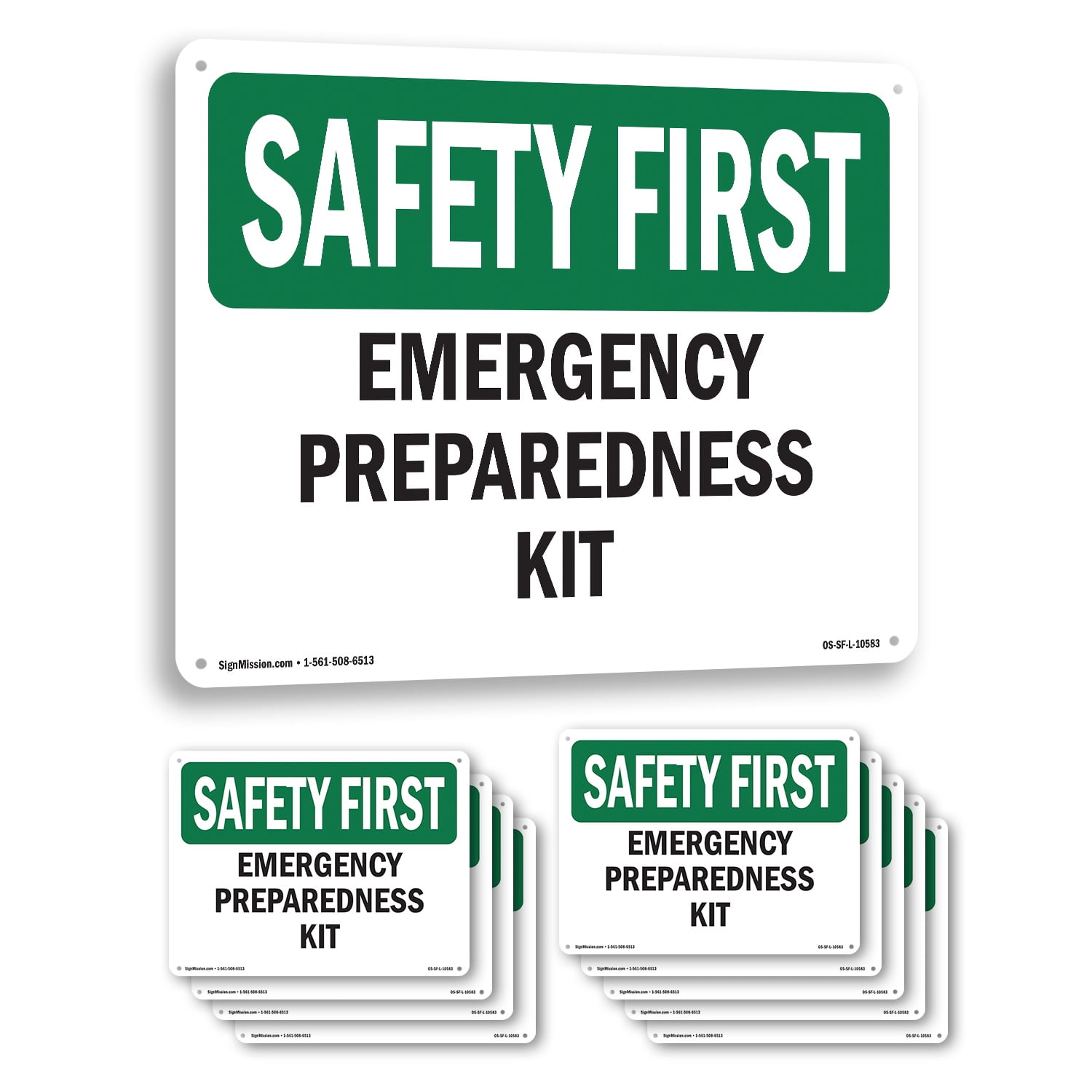 Emergency Preparedness Kit OSHA SAFETY FIRST Rigid Plastic Sign 24 Inch ...