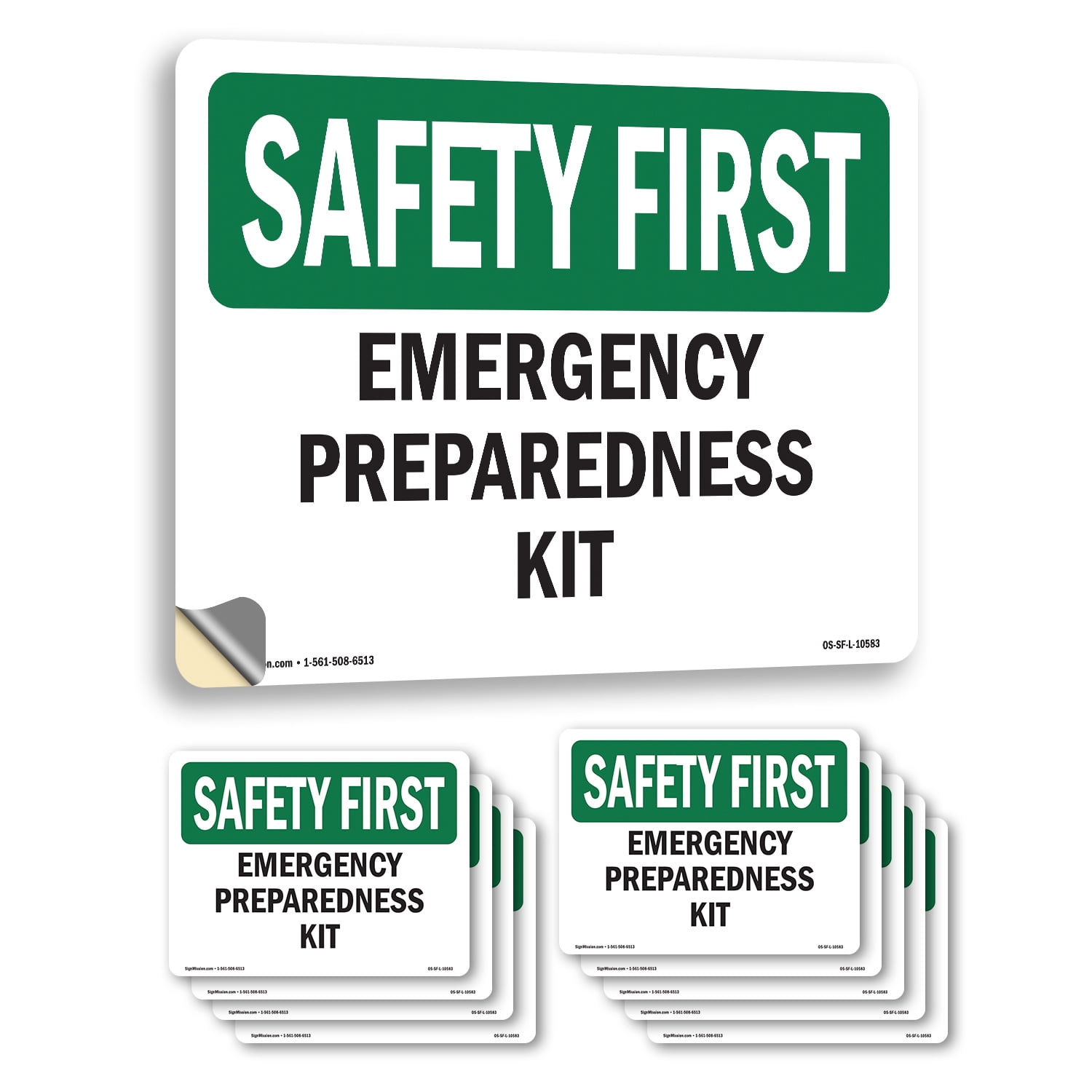 Emergency Preparedness Kit OSHA SAFETY FIRST Vinyl Decal Label 7 Inch x ...