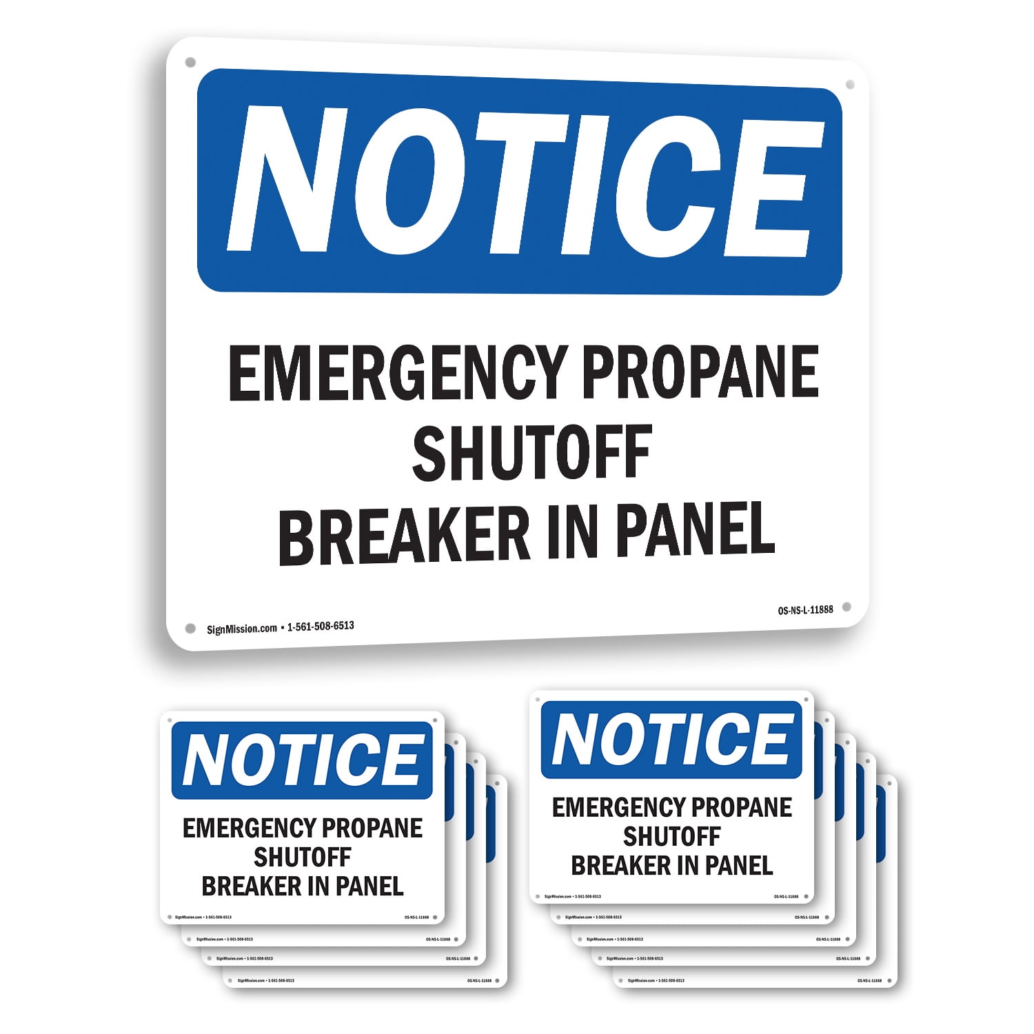 Emergency Propane Shutoff Breaker In Panel OSHA Notice Rigid Plastic ...