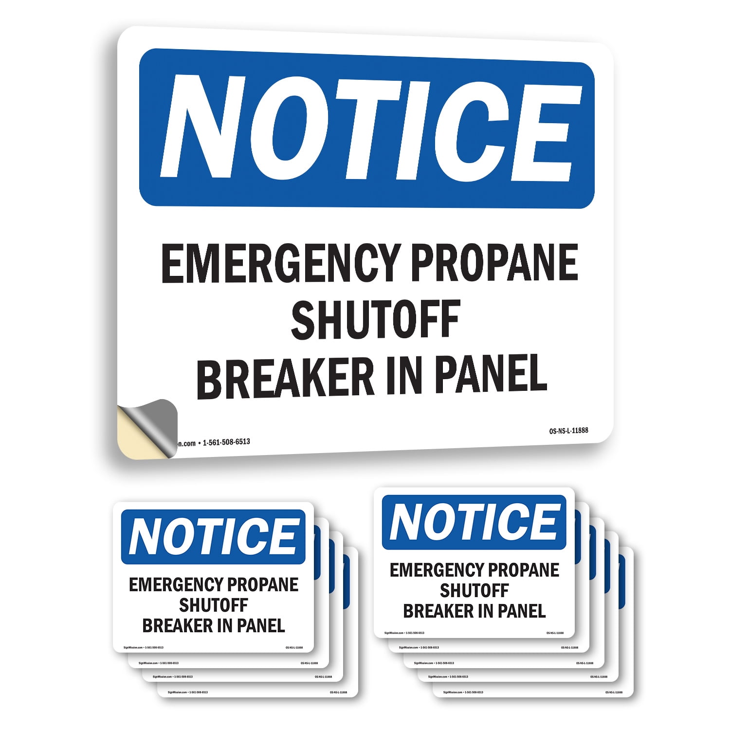 Emergency Propane Shutoff Breaker In Panel OSHA Notice Vinyl Decal ...