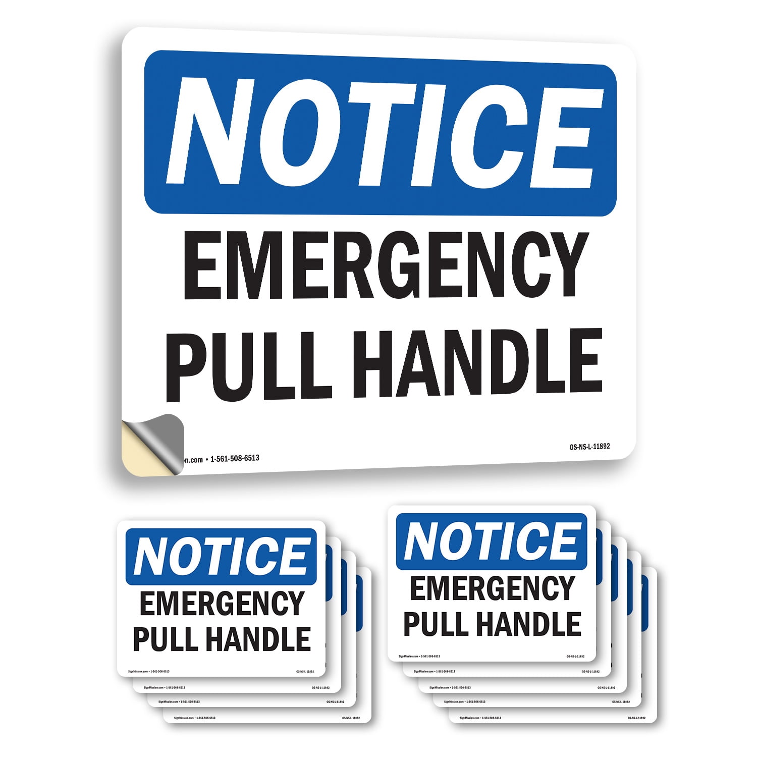 Emergency Pull Handle OSHA Notice Vinyl Decal Label 7 Inch x 5 Inch ...