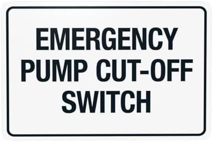 Emergency Pump Cut-Off Switch Sign, Fire Warning Sign, Pool Security ...
