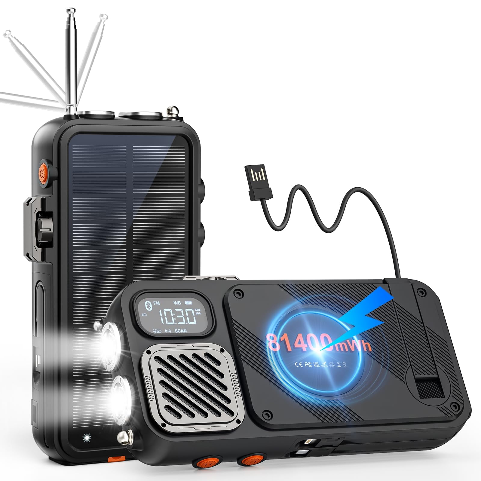 Emergency Radio&22000mAh Solar Power Bank, FM NOAA Weather Radio ...