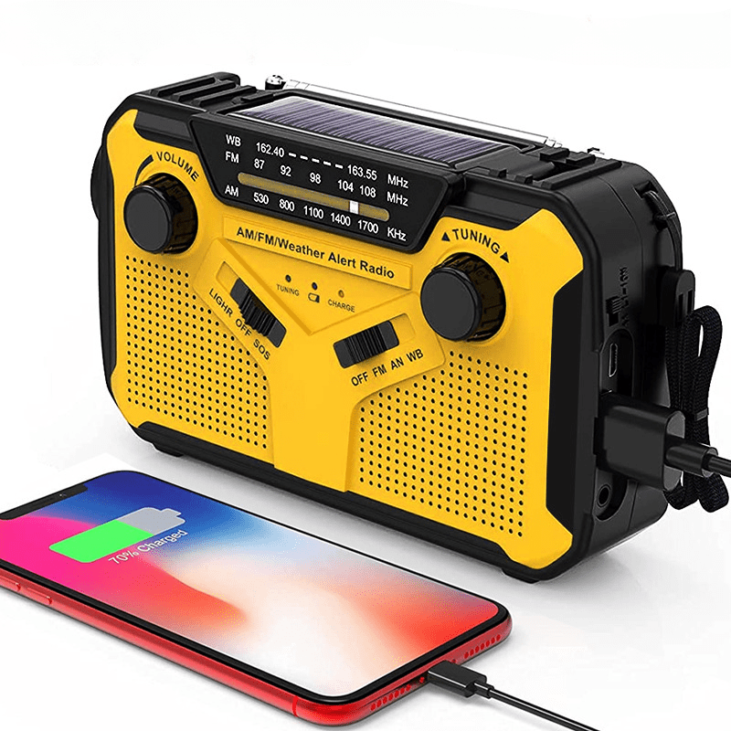 Emergency Radio 2500 Hand Cranked Solar Powered Weather Radio, 5-Way ...