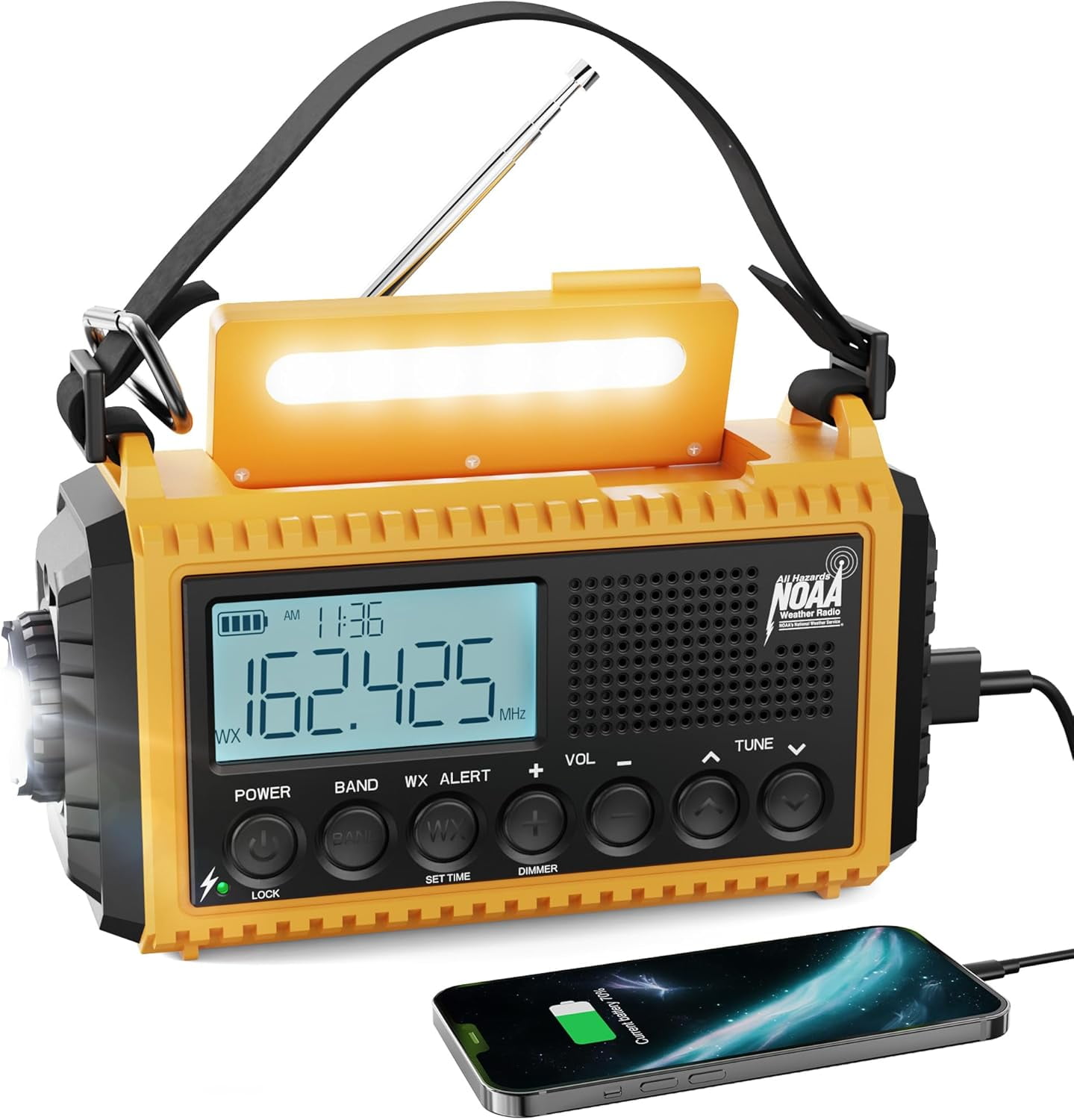 Emergency Radio, 5000mAh/18500mWh Weather Radio, Solar Hand Crank Radio ...