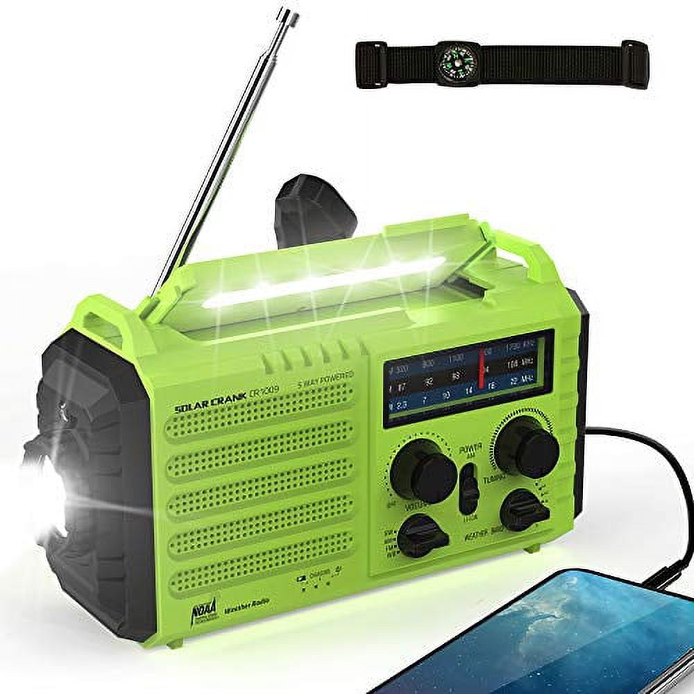 Emergency Radio Hand Crank Solar, 5000mAh AM/FM/SW NOAA Weather Radio ...
