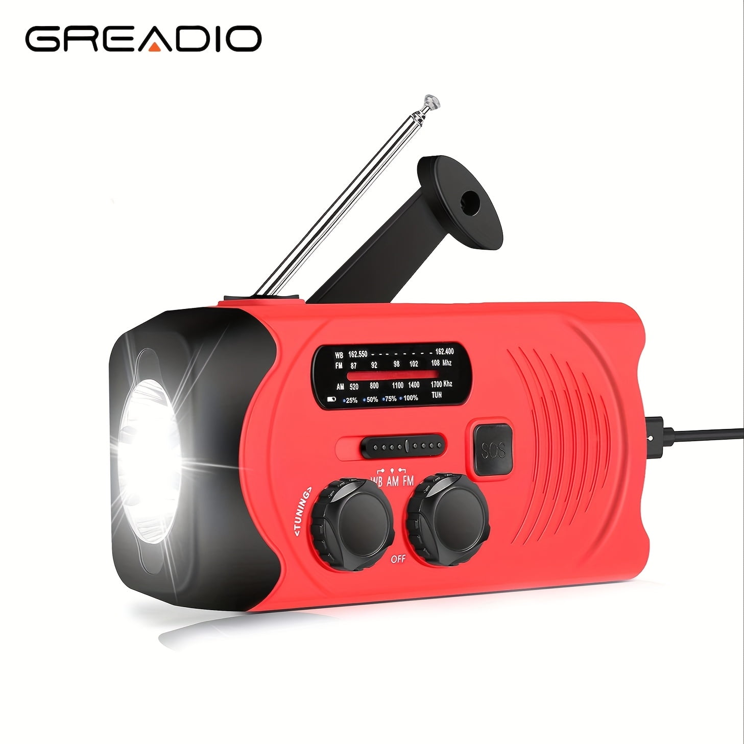 Emergency Radio: Solar-Powered, Power Bank, Hand Crank, AM/FM NOAA ...