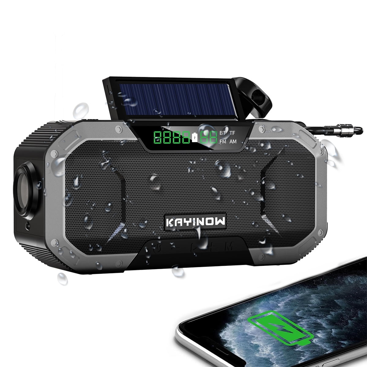 Emergency Radio Waterproof Bluetooth Speaker,Portable Digital Am Fm ...