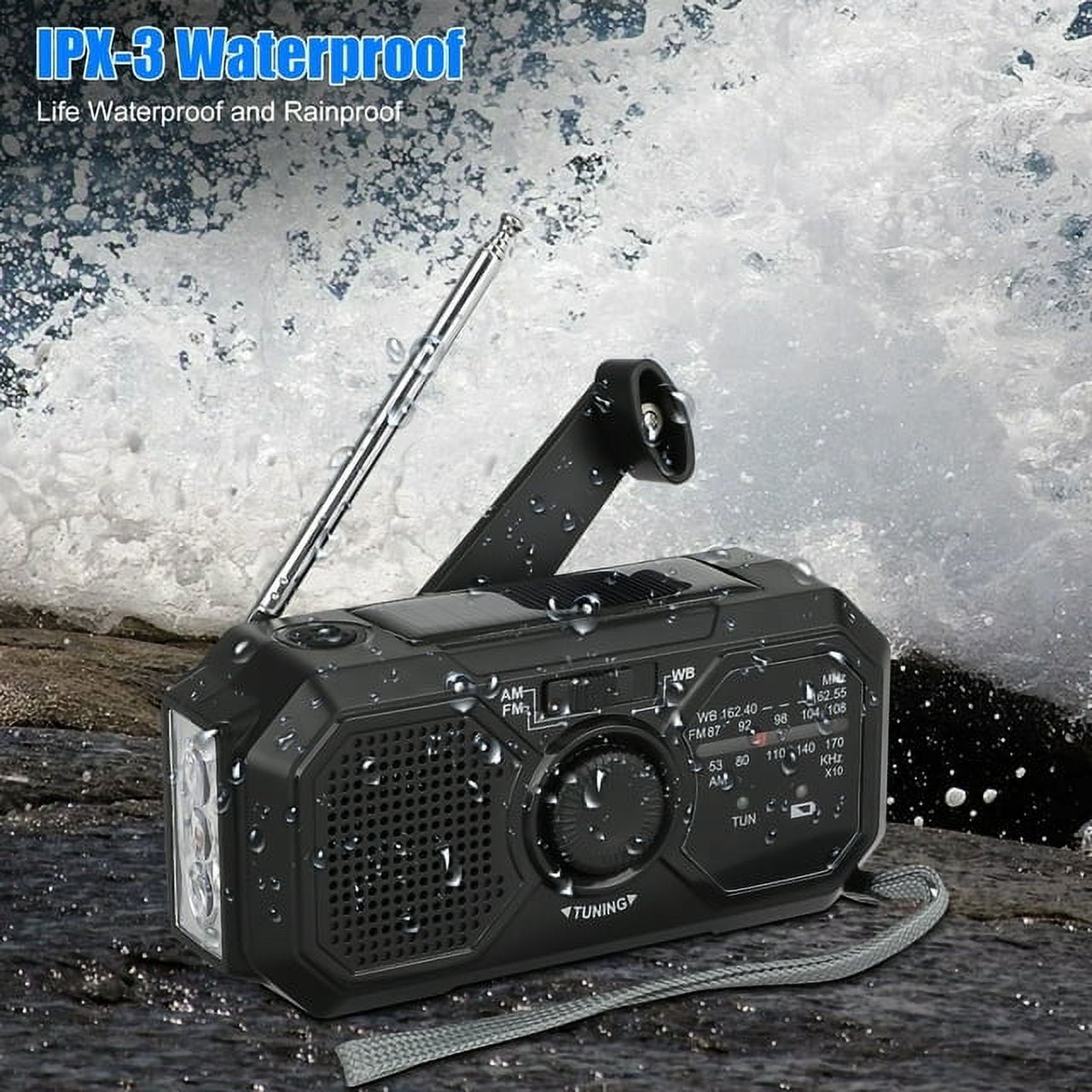 Emergency Radio, Weather Radio with LED Flashlight, 1200mAh Power Bank ...