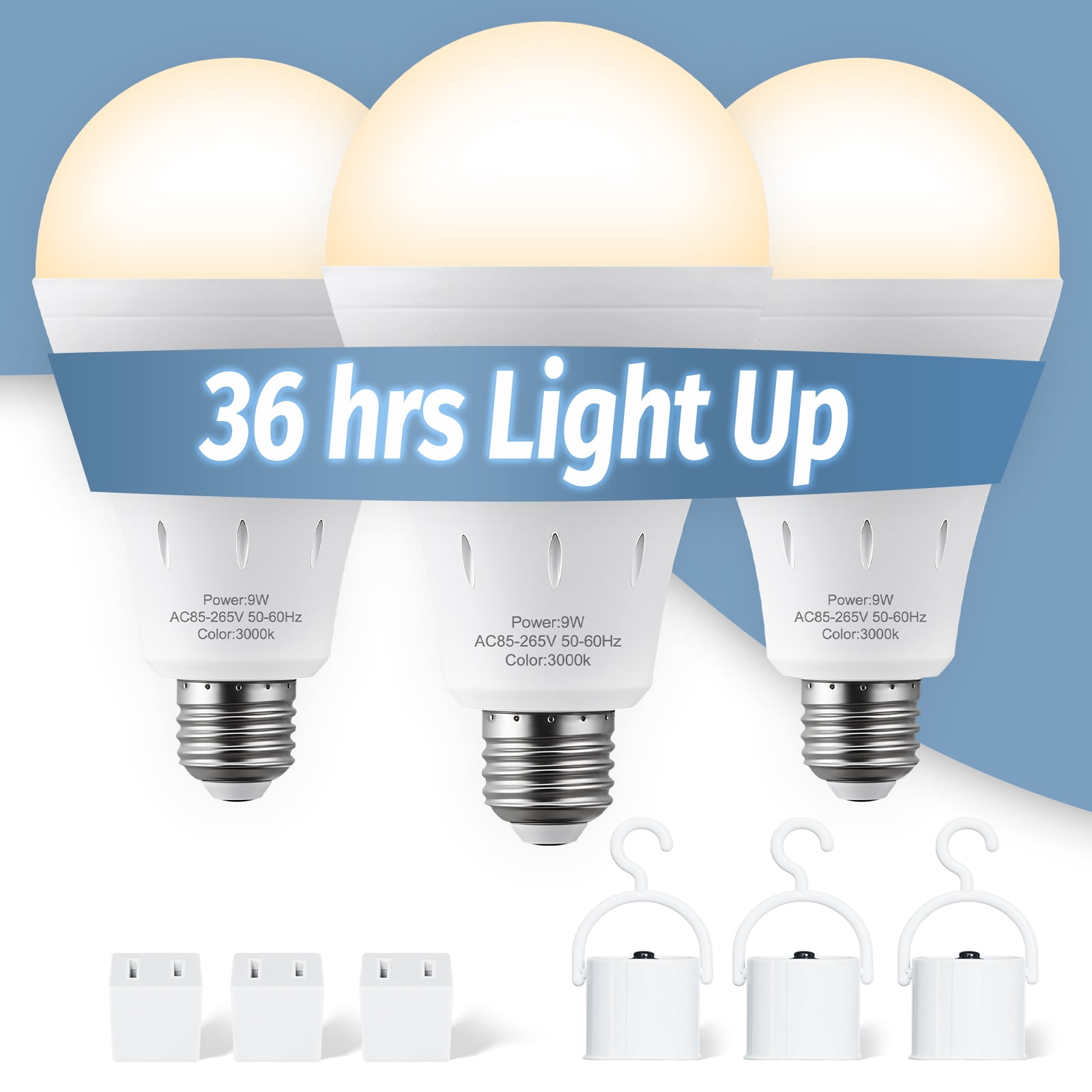 Emergency Rechargeable Light Bulb for Power Outages, 9W Warm White ...