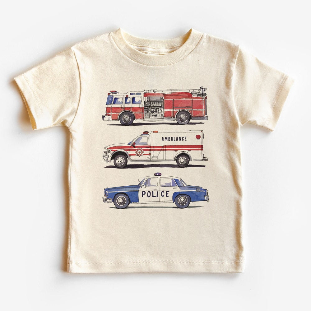 Emergency Rescue Vehicles Toddler Shirt Police Car, Fire Truck ...