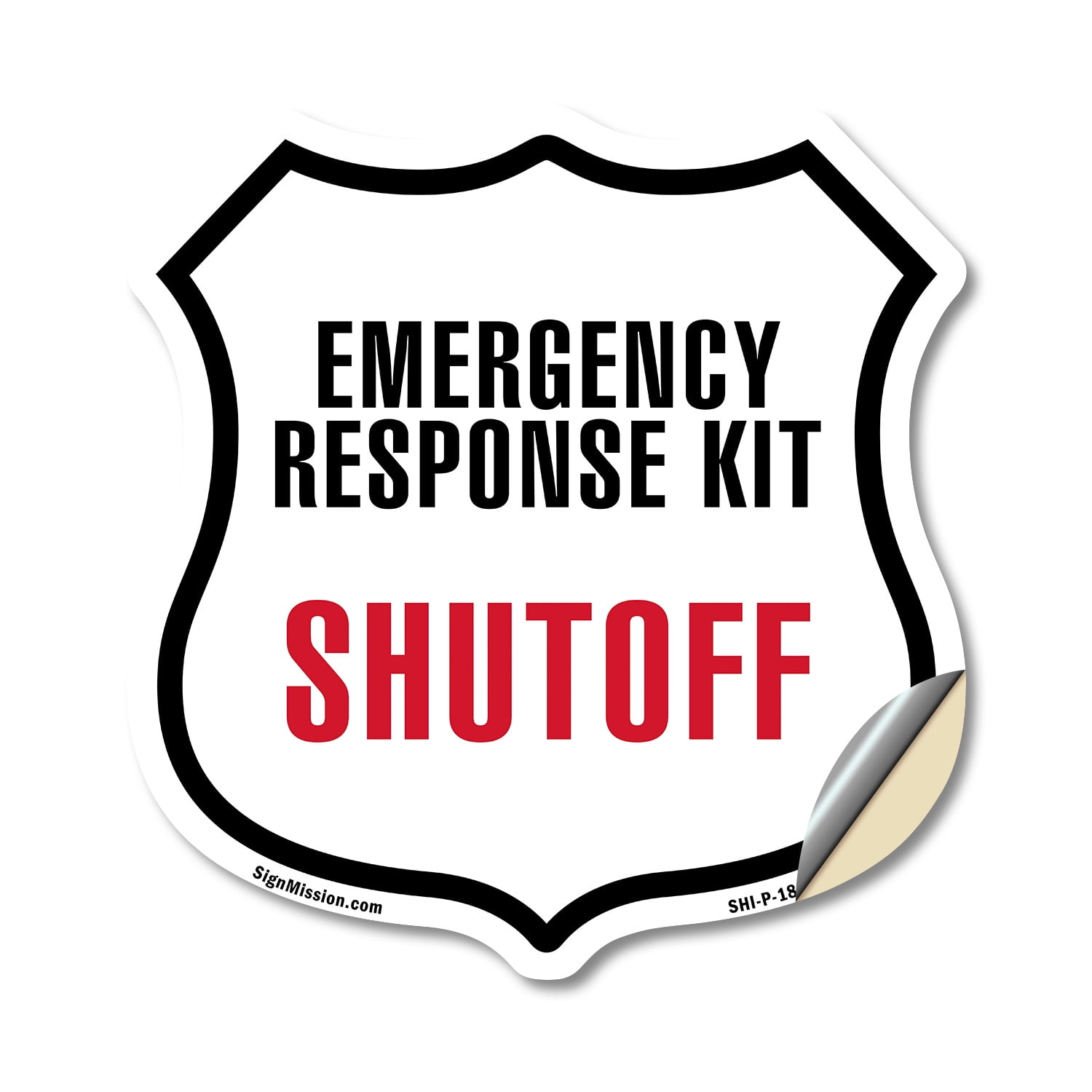 Emergency Response Kit Shut Off (5 Pack) 6 inch X 6 inch Shield Shaped ...