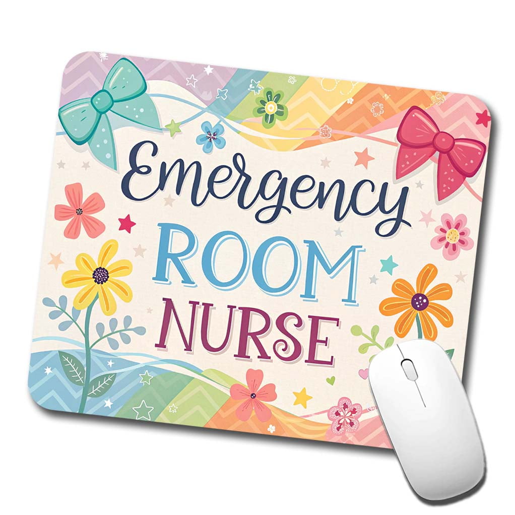 Emergency Room Nurse Appreciation Coquette Bows Flowers Mouse Pad Low ...