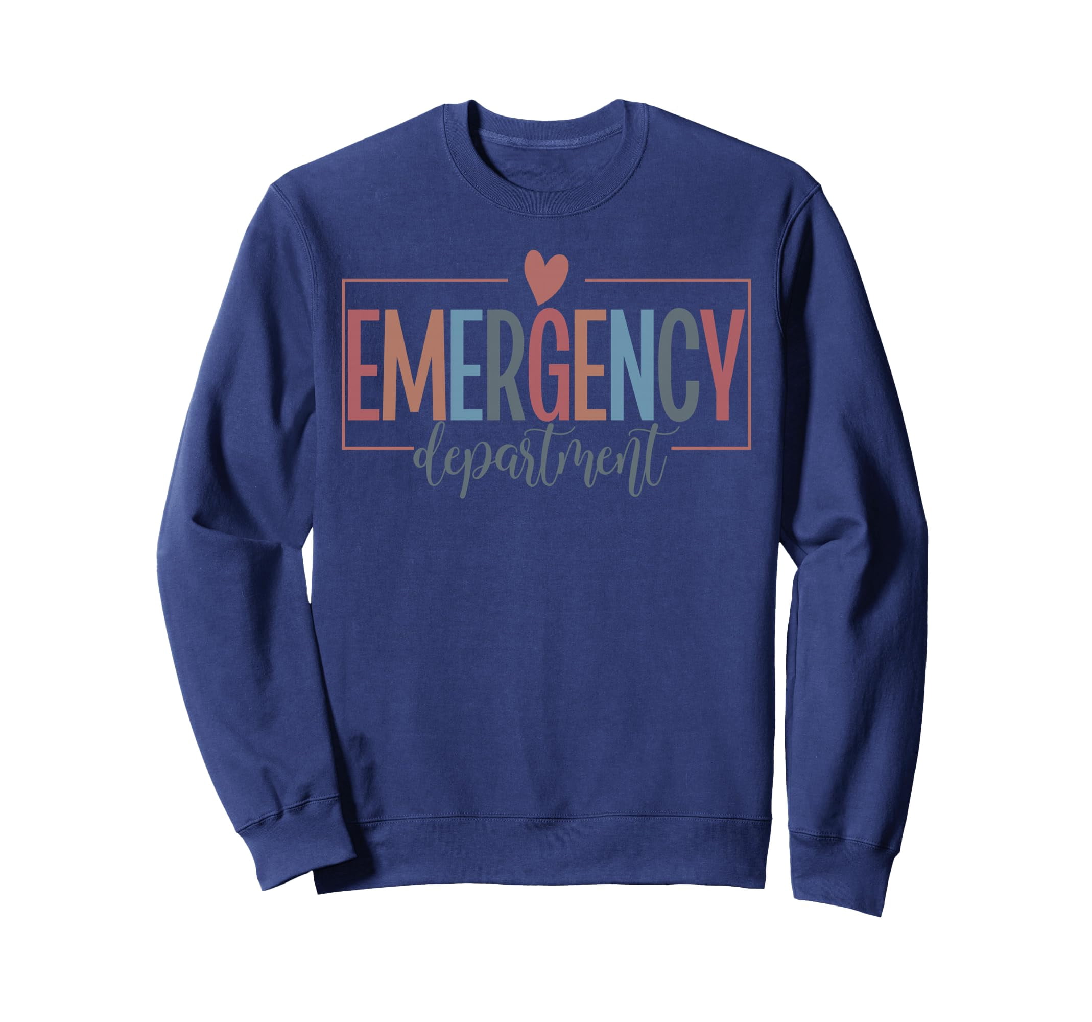 Emergency Room Nurse Sweatshirt - Navy Blue with Playful Text Design ...