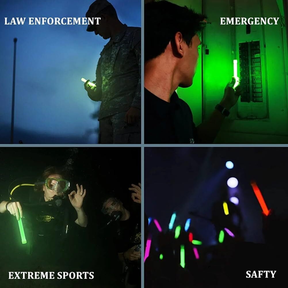 Emergency Safety Military Grade Glow Sticks, 10PCS, 6" Ultra Bright ...