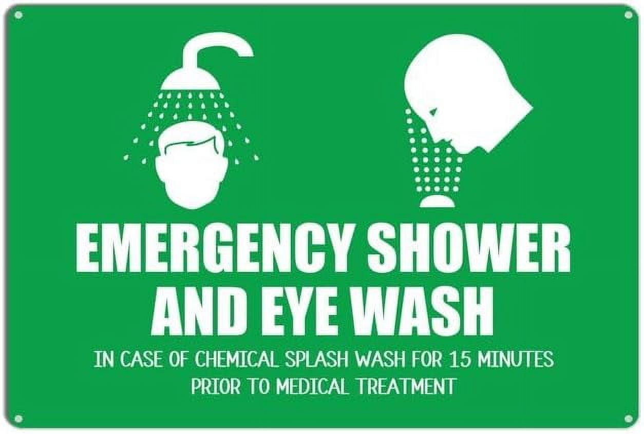 Emergency Shower And Eye Wash Sign - Caution Safety Signs, Aluminum ...