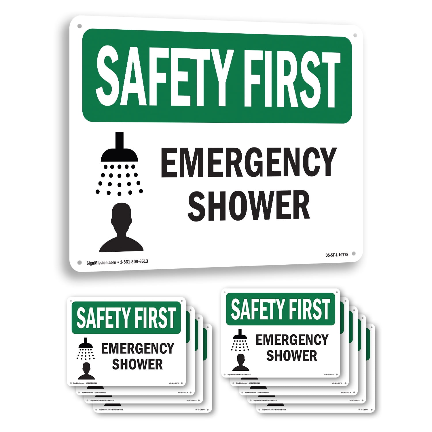 Emergency Shower OSHA SAFETY FIRST Aluminum Sign 10 Inch x 7 Inch - 10 ...