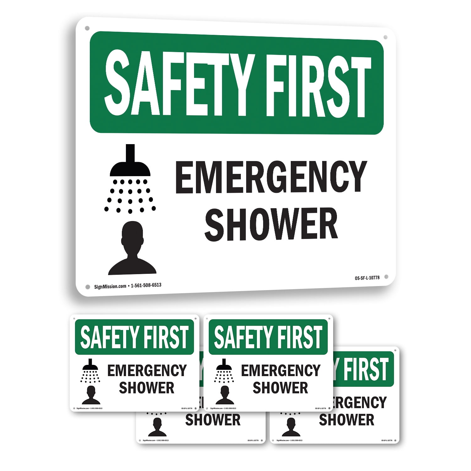 Emergency Shower OSHA SAFETY FIRST Aluminum Sign 10 Inch x 7 Inch - 5 ...