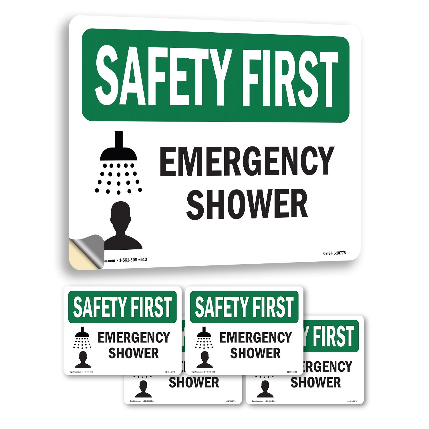 Emergency Shower OSHA SAFETY FIRST Vinyl Decal Label 24 Inch x 18 Inch ...