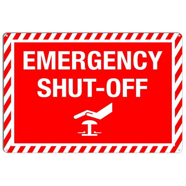 Emergency Shut Off Button Sign Caution Safety Aluminum Warning Signs ...