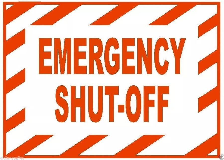 Emergency Shut Off Electrical Power Safety Sign Metal Wall Sign Size: 8 ...