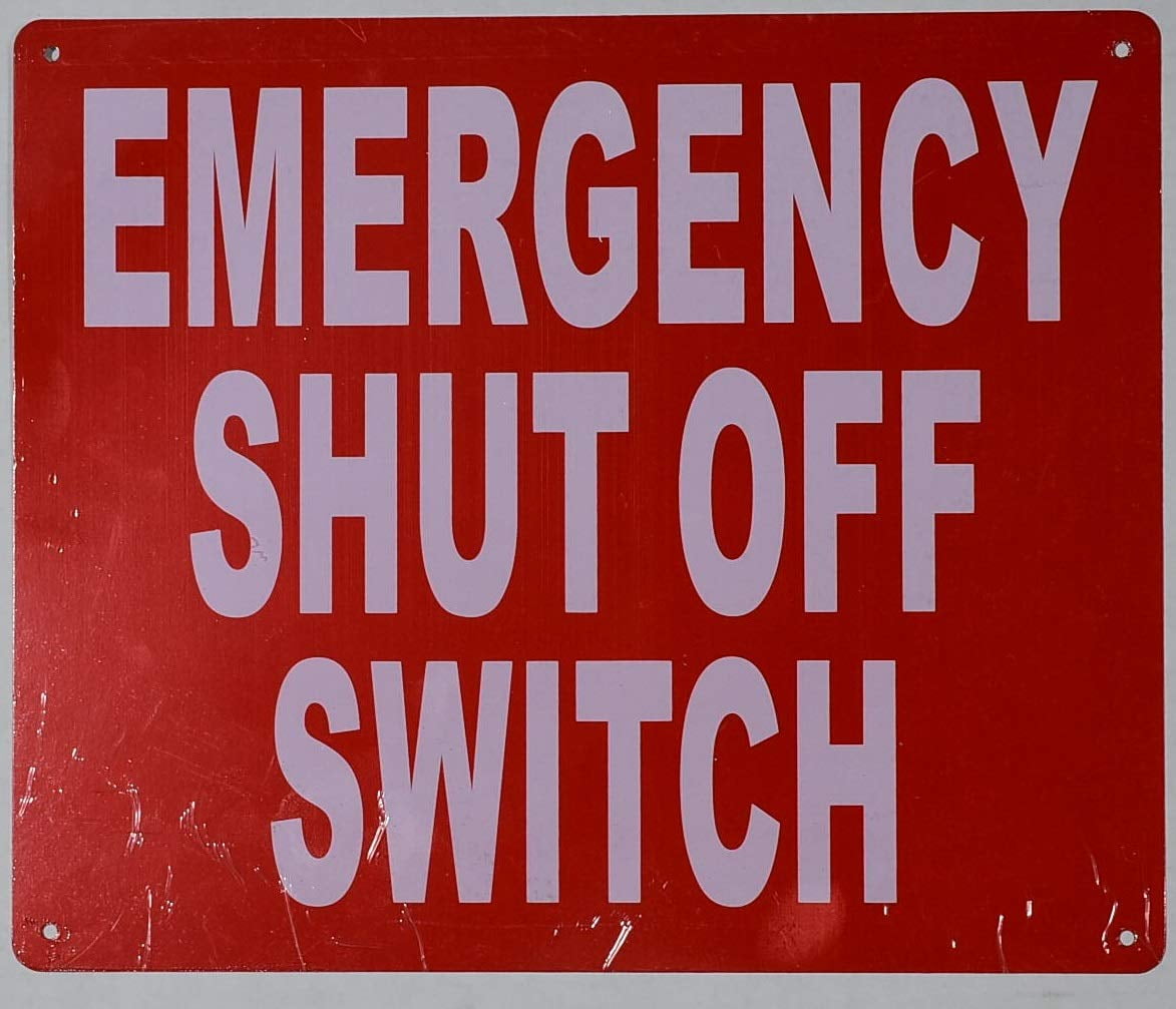 Emergency Shut-Off Switch Sign (red, Reflective,Rust Free Aluminium ...