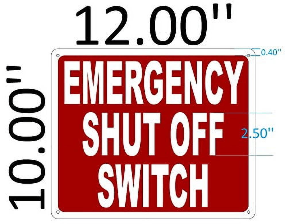 Emergency Shut Off Switch Sign (red, Reflective,Rust Free Aluminium ...