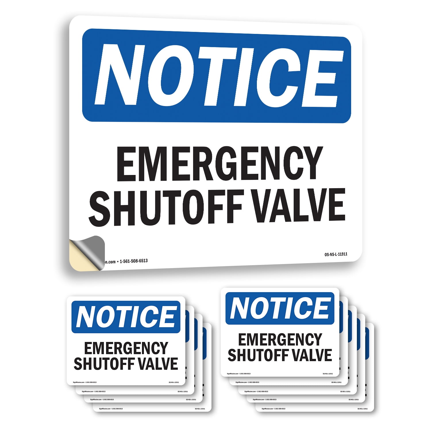 Emergency Shutoff Valve OSHA Notice Vinyl Decal Label 10 Inch x 7 Inch ...