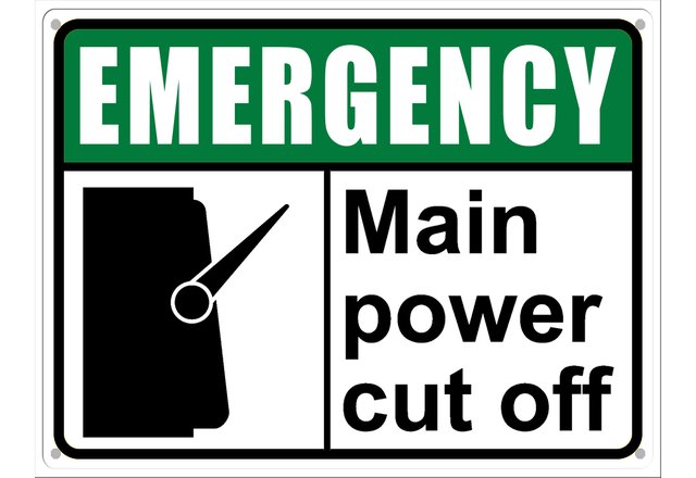 Emergency Sign Main Power Cut Off Aluminum Tin Sign For Home Coffee Bar ...