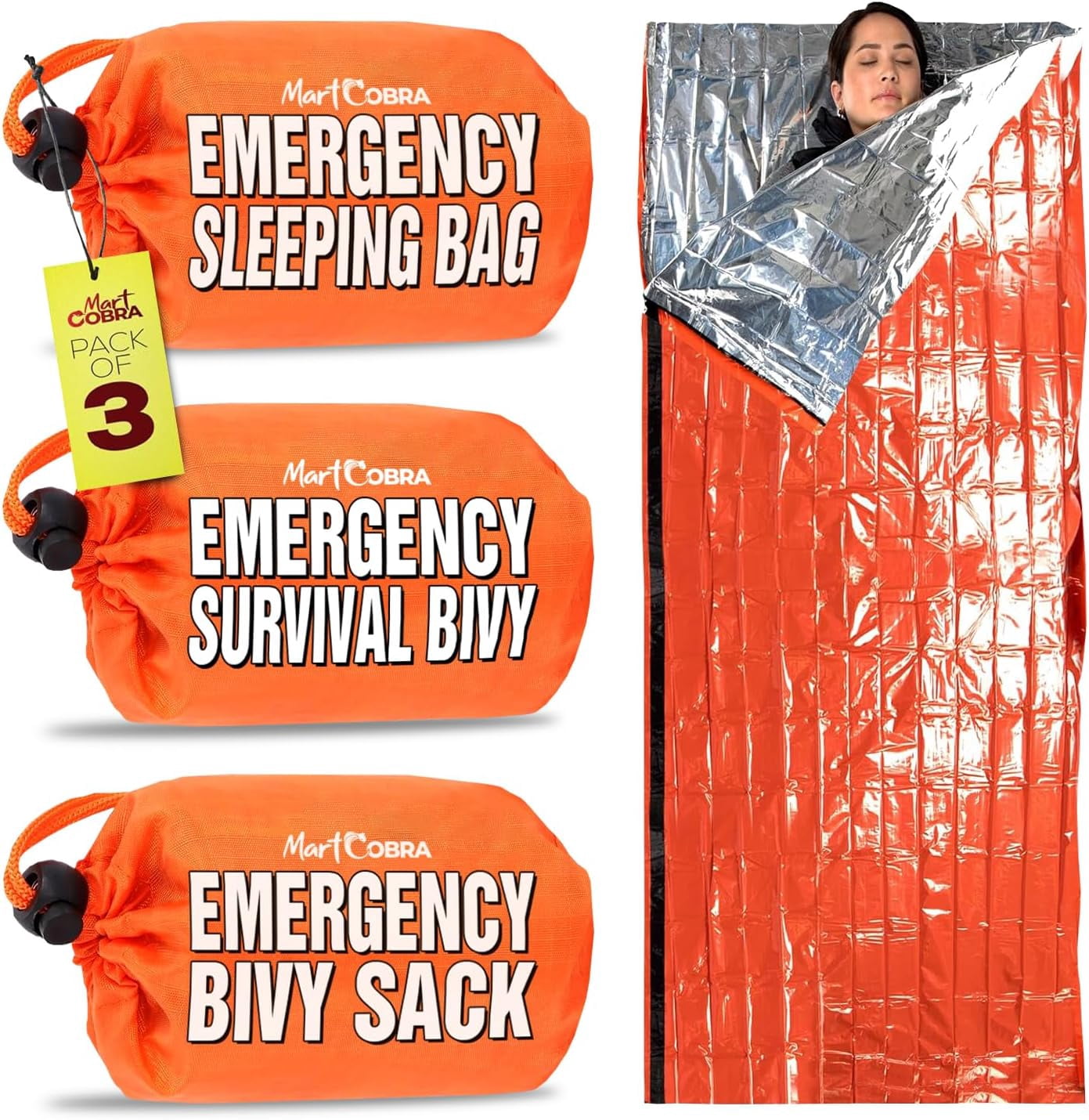 Emergency Sleeping Bag 3 Pack | for Survival Gear and Supplies Life ...