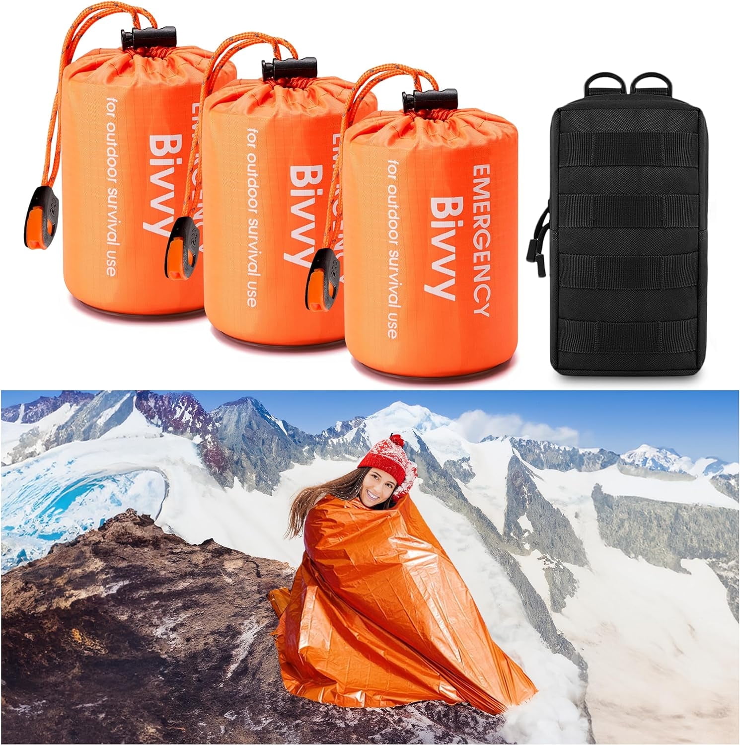 Emergency Sleeping Bags for Survival, with Whistle, Portable Bivy ...