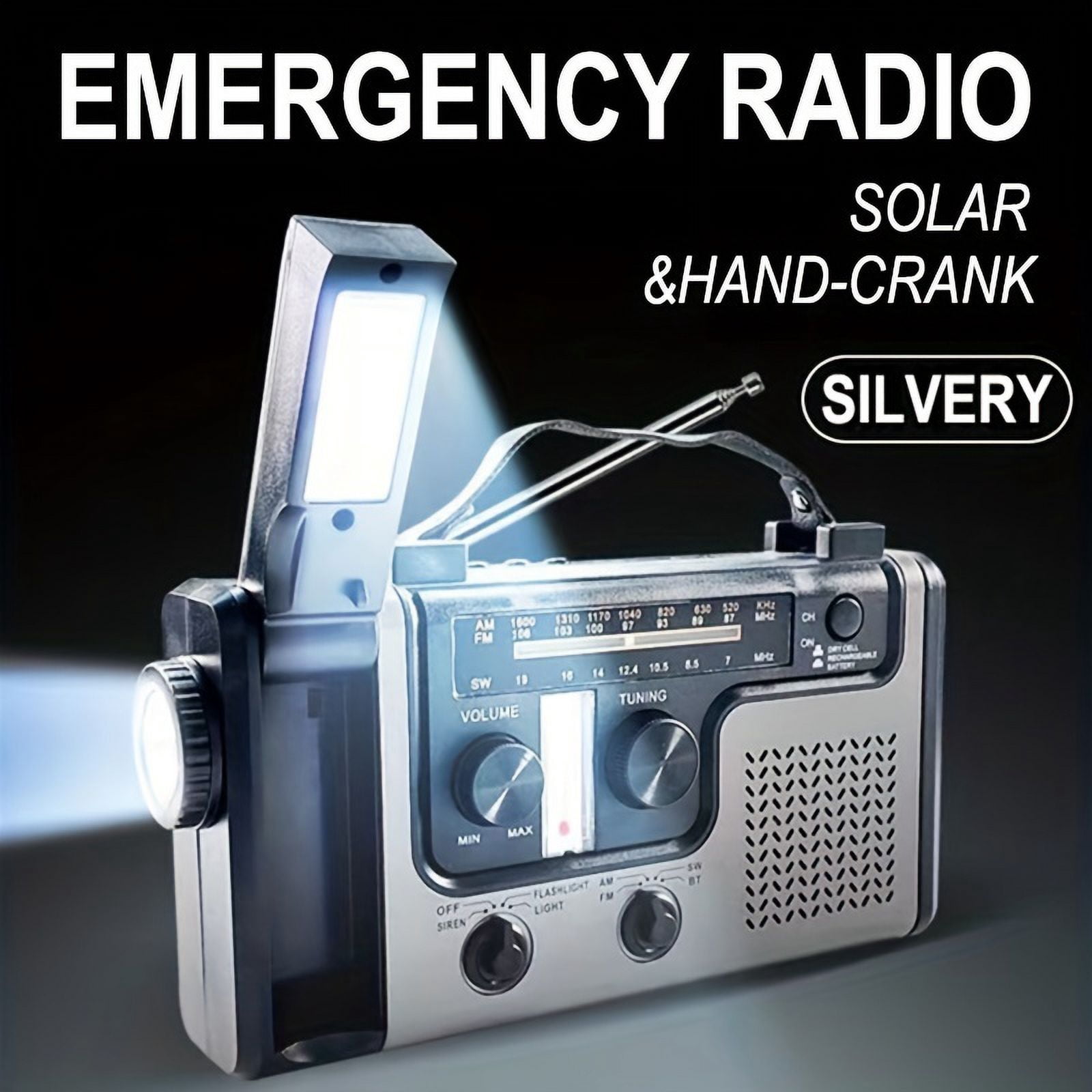 Emergency Solar Hand Crank Power Emergency Radio AM/FM/SW Multi-Band ...