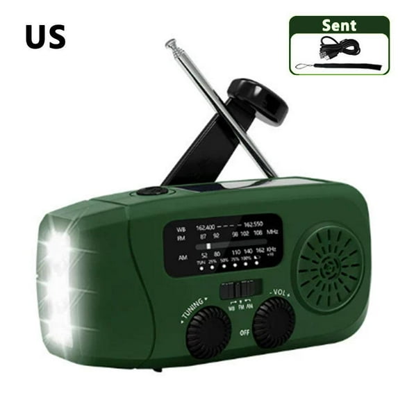 Emergency Solar Hand Crank Radio with SOS Flashlight AM FM Weather ...