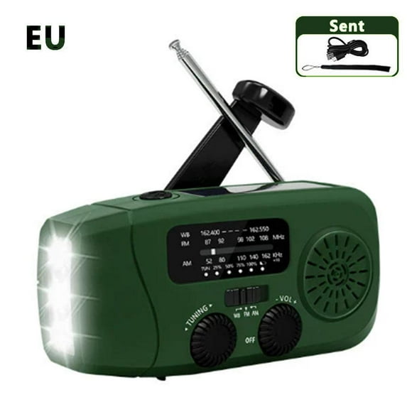 Emergency Solar Hand Crank Radio with SOS Flashlight AM FM Weather ...