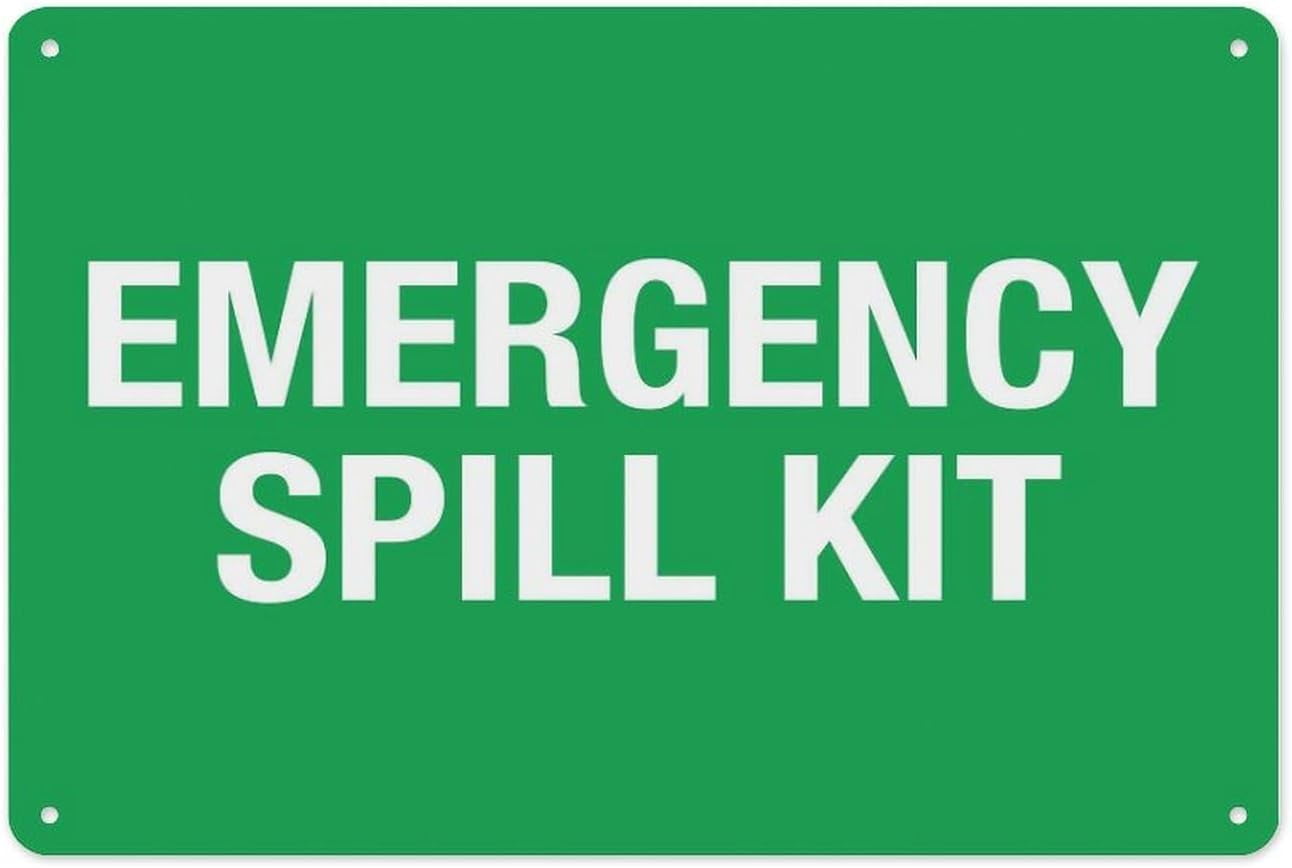 Emergency Spill Kit Sign 8"x12" - Aluminum Tin Warning for Home Outdoor ...