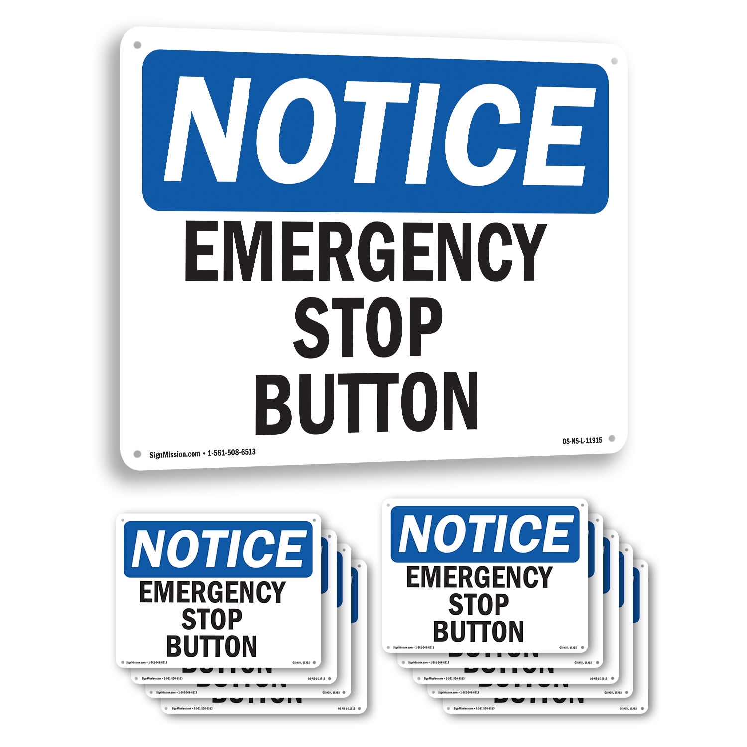 Emergency Stop Button OSHA Notice Aluminum Sign 10 Inch x 7 Inch - 10 ...
