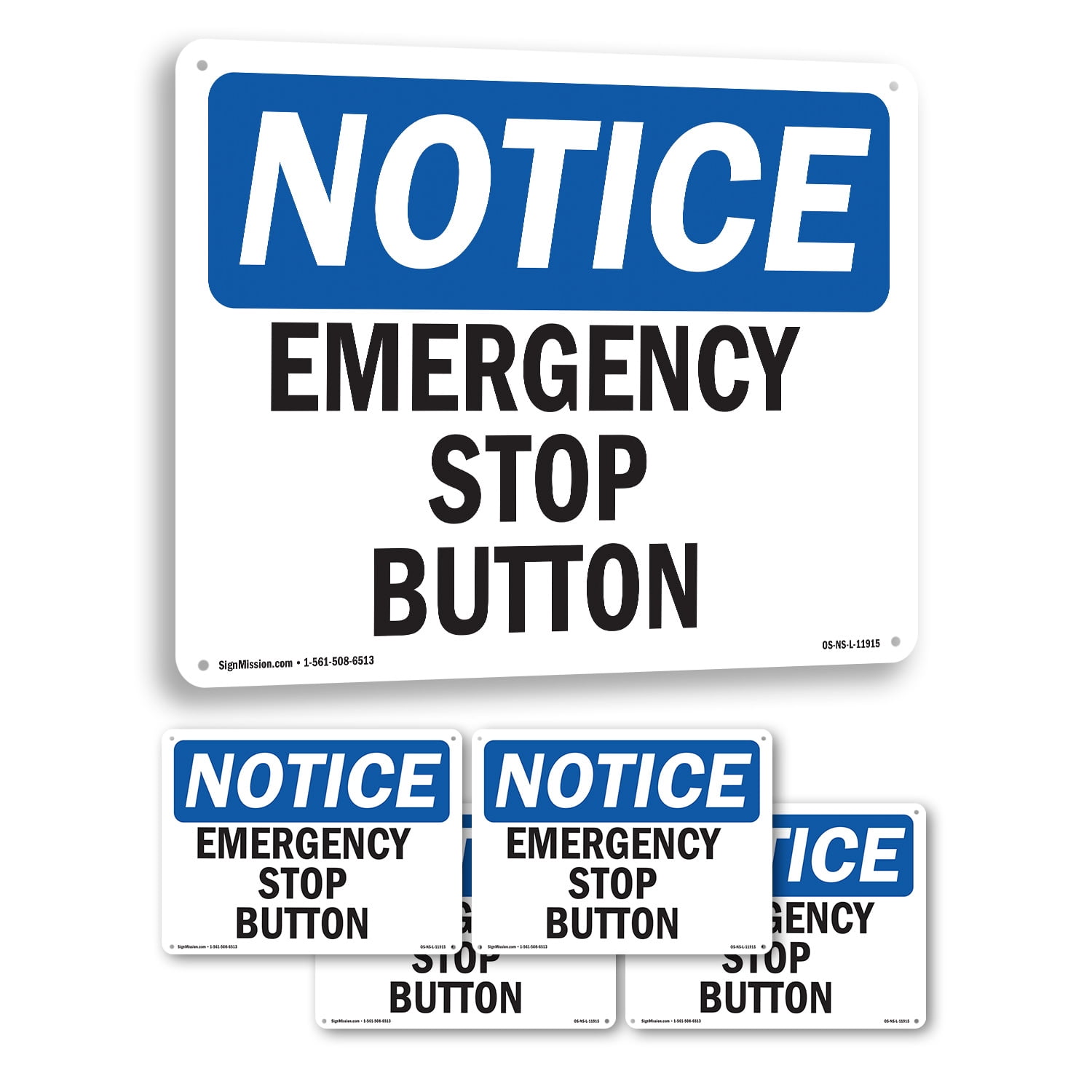 Emergency Stop Button OSHA Notice Aluminum Sign 18 Inch x 12 Inch - 5 ...