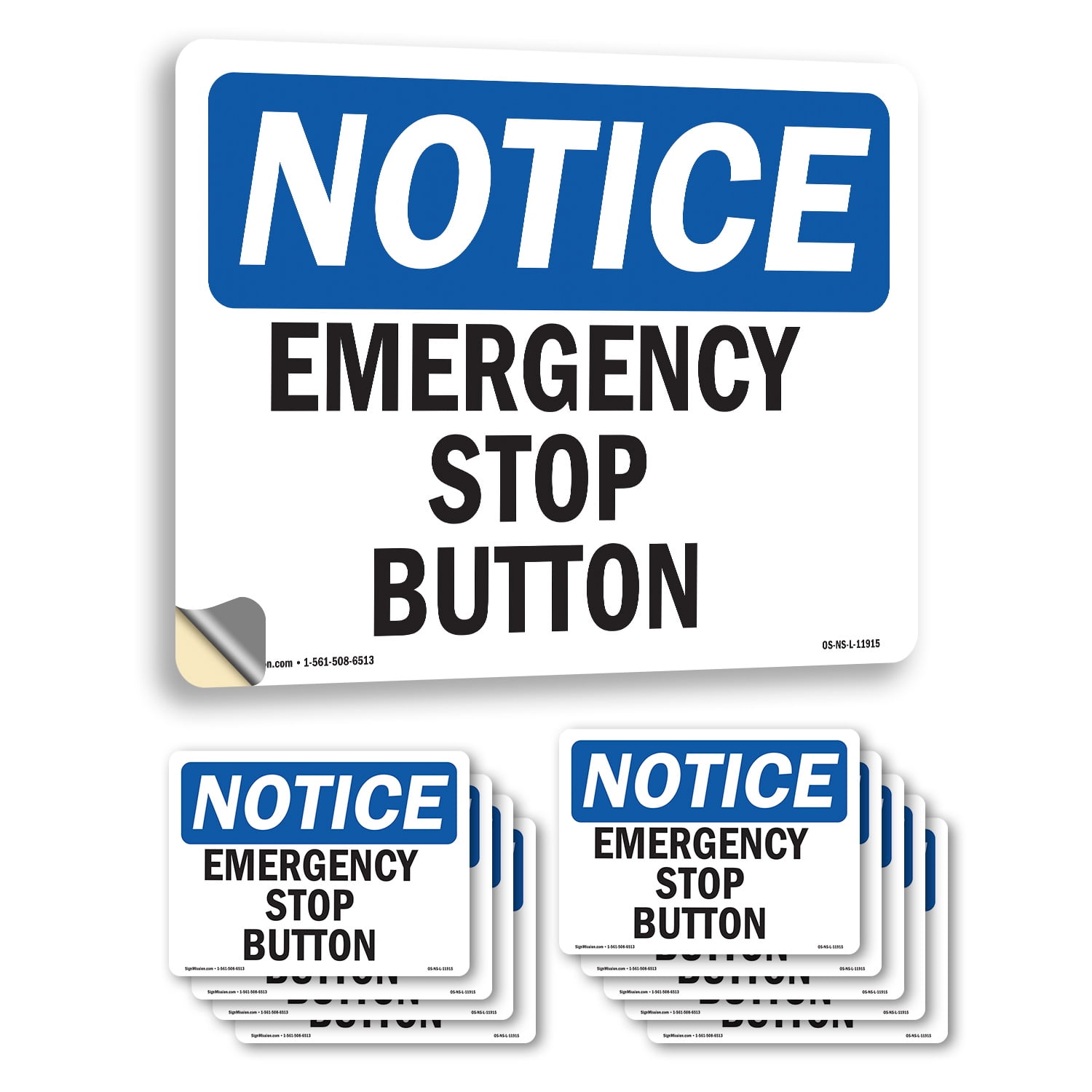 Emergency Stop Button OSHA Notice Vinyl Decal Label 18 Inch x 12 Inch ...