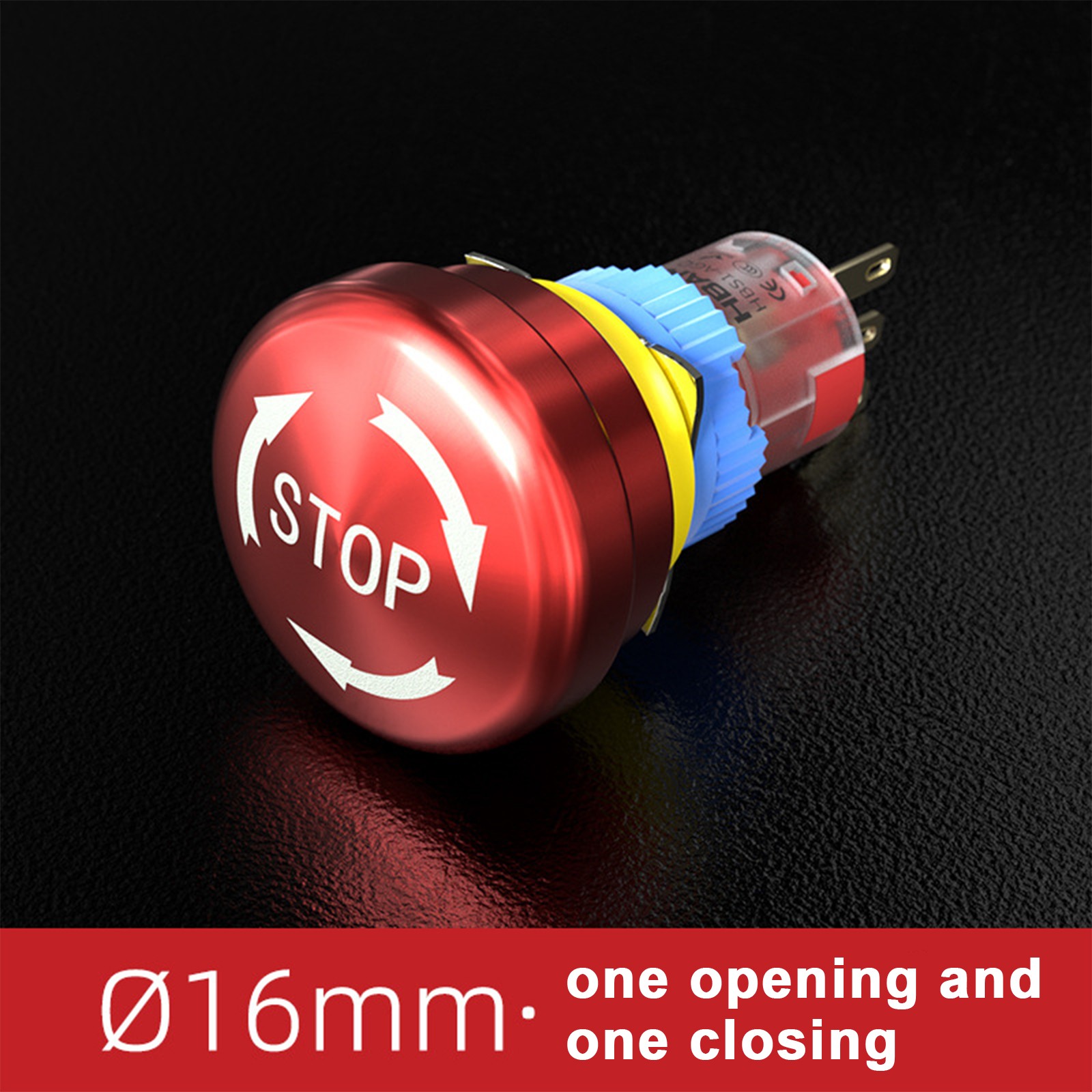 Emergency Stop Button Switch 16/19/22mm Mounting Hole 220V 5A 1NO 1NC ...