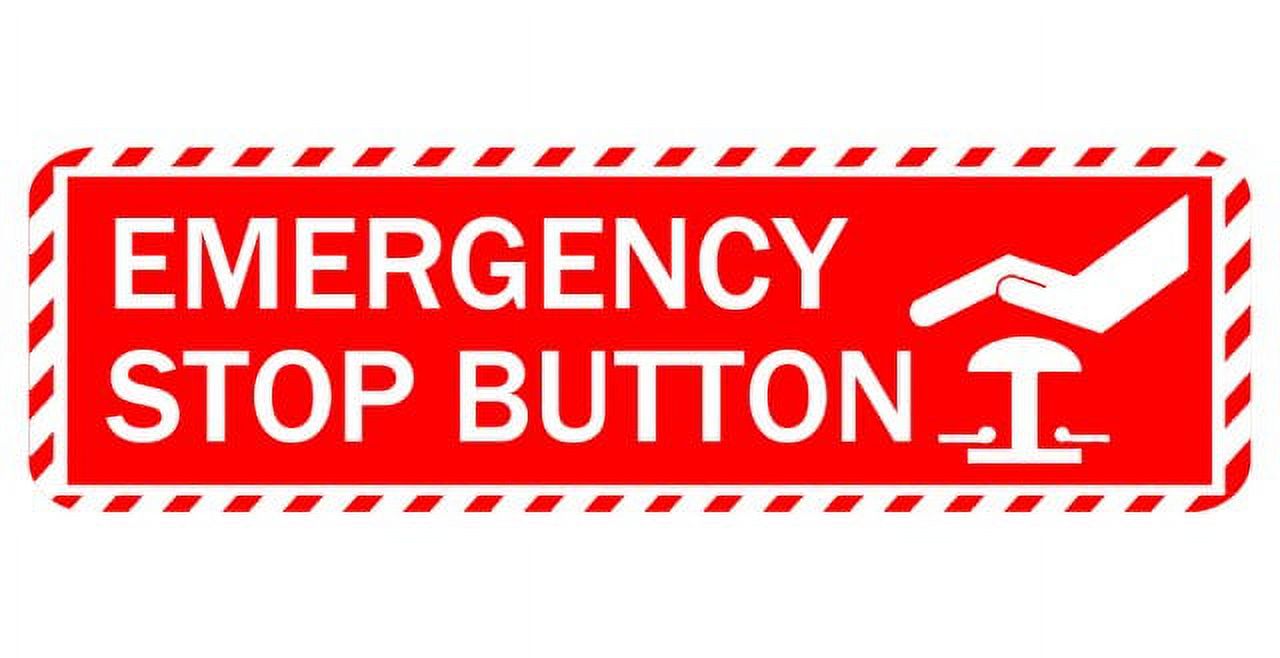 Emergency Stop Button Symbol Sign For House Door, Plastic Self-Adhesive ...