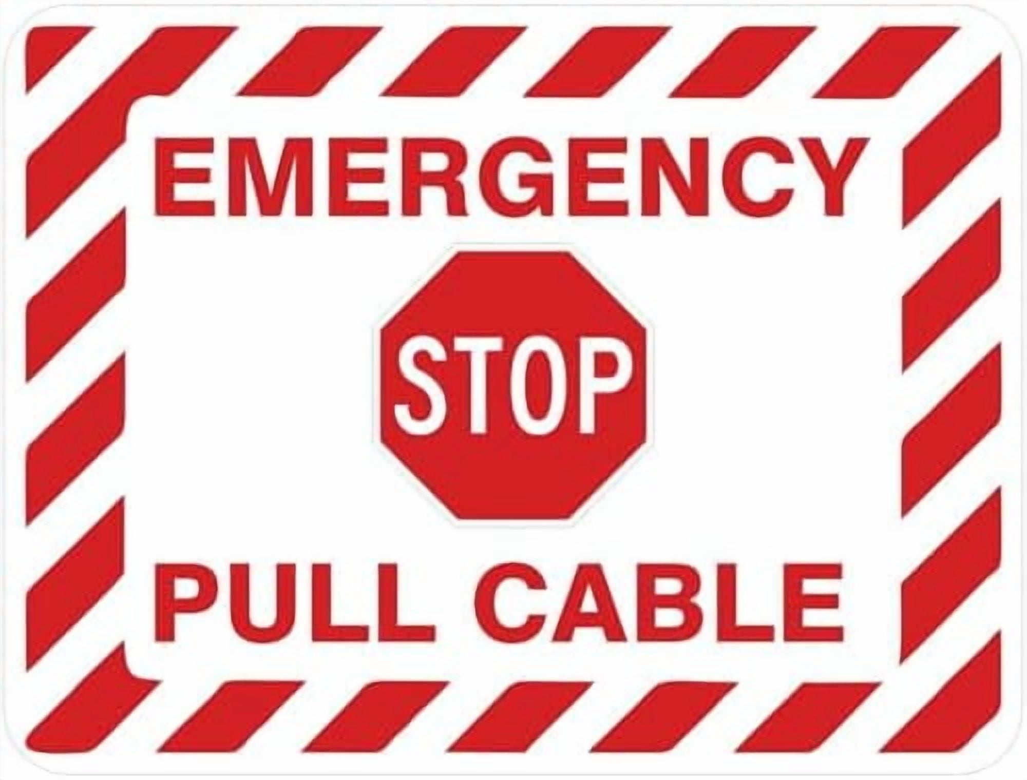 Emergency Stop Pull Cable Emergency Signs Metal Tin Sign 8 x 12 inch ...