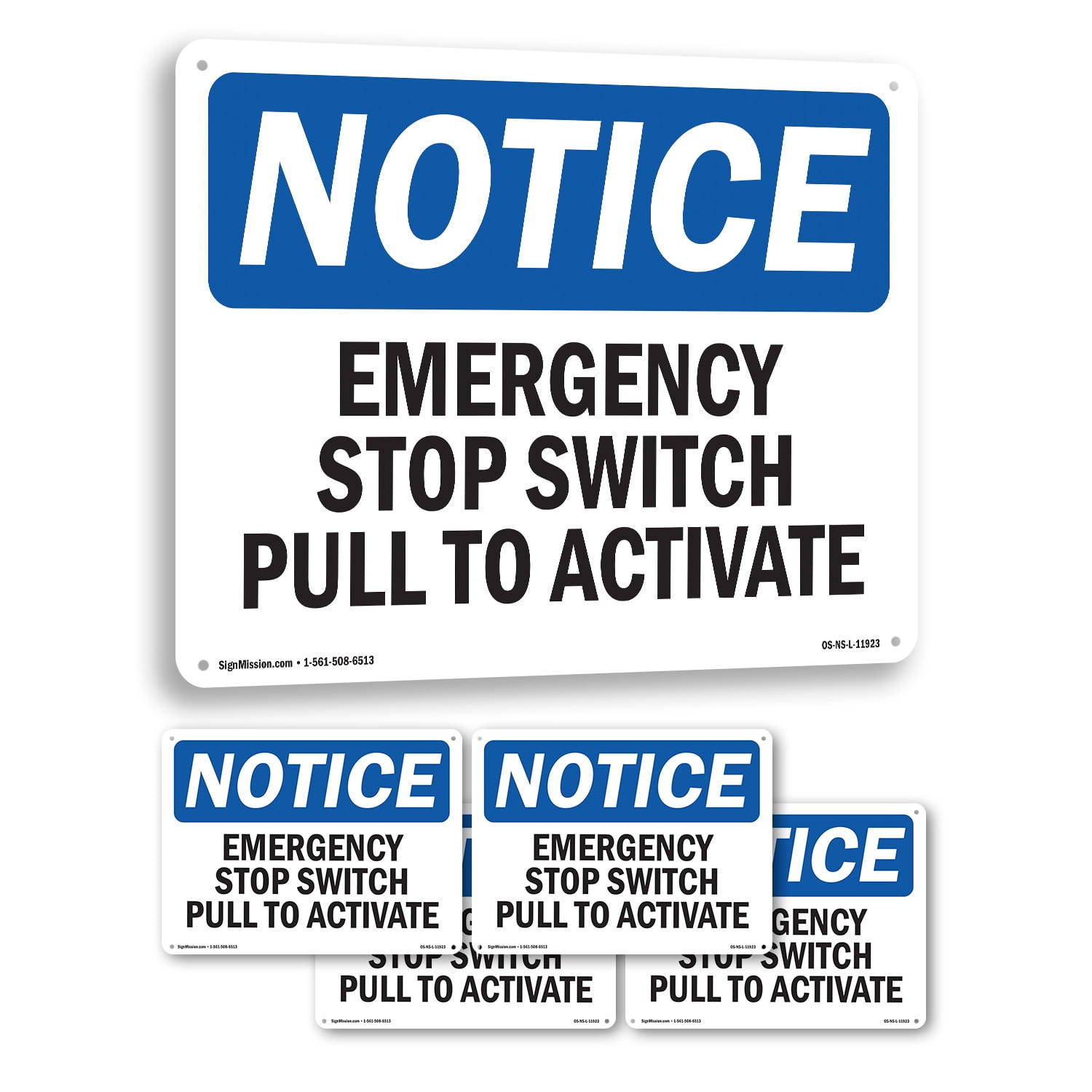 Emergency Stop Switch Pull To Activate OSHA Notice Rigid Plastic Sign ...