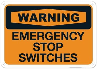 Emergency Stop Switches Sign Facility Safety Signs Metal Tin Sign 8x12 ...