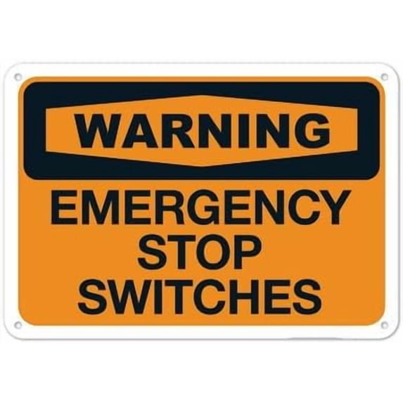 Emergency Stop Switches Sign Facility Safety Signs Metal Tin Sign 8x12 ...