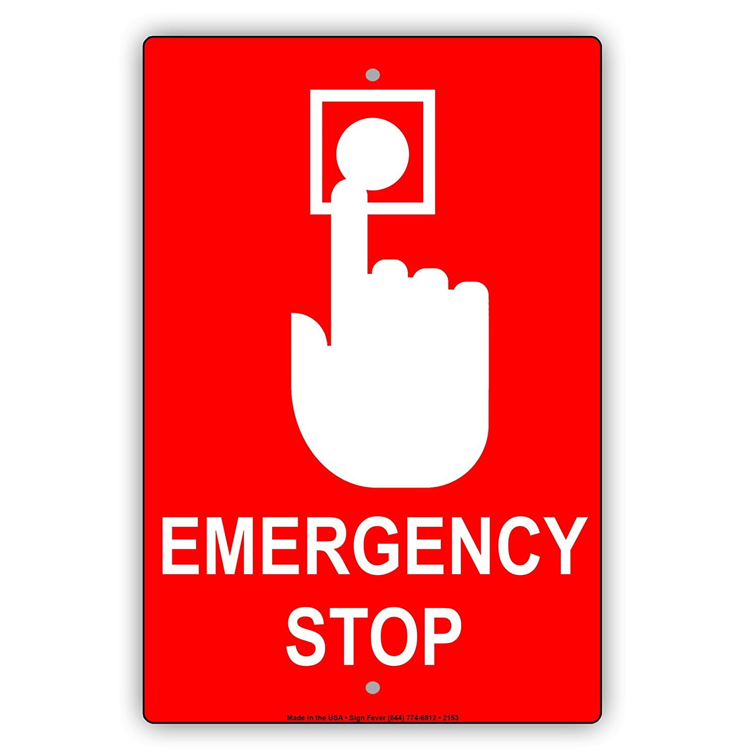 Emergency Stop With Graphic Press Button Safety Alert Caution Warning ...