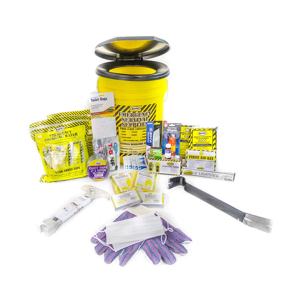 Emergency Survival Kit Bucket - Deluxe - 2 Person - 2400 Calorie Food ...