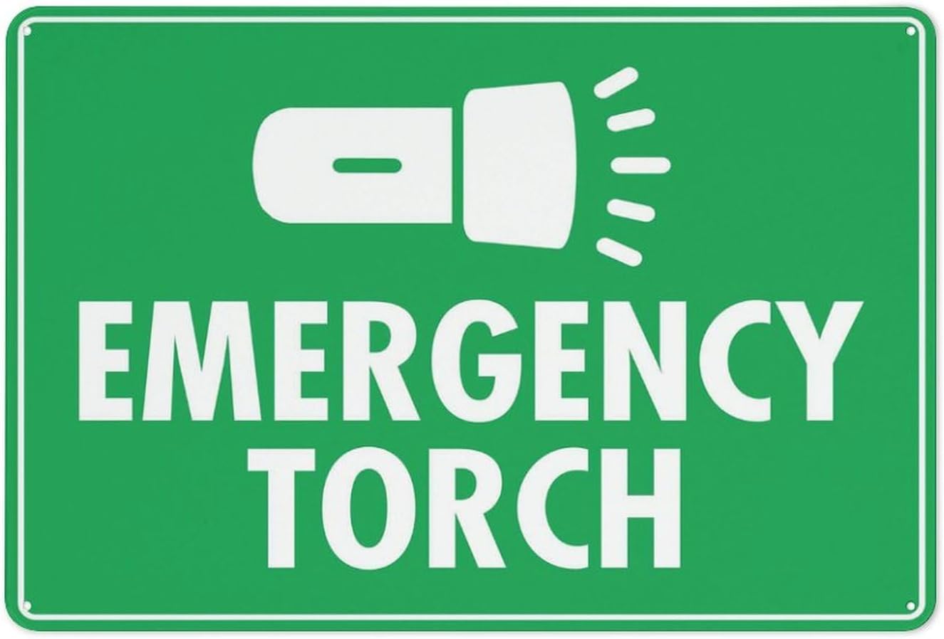 Emergency Torch Sign 8X12 Inch Rust Free Aluminum Easy To Read Sturdy ...